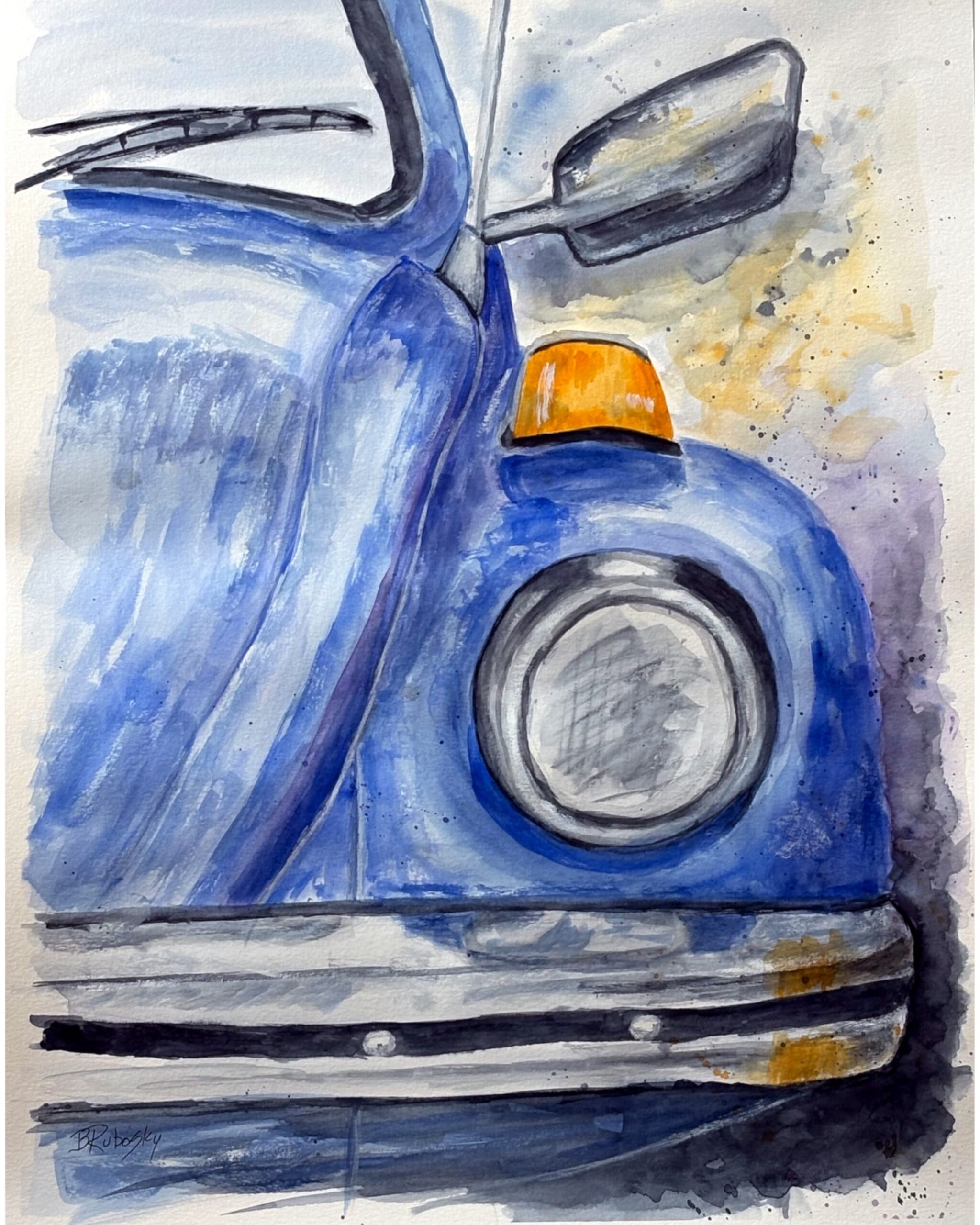 Vintage VW Beetle Watercolor - Bill Rubosky Art