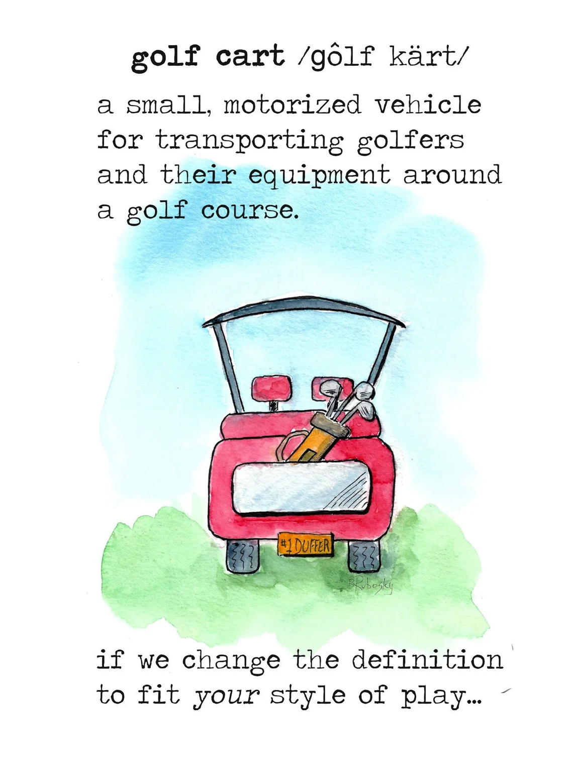 Definitions of Golf - Golf Cart - Bill Rubosky Art