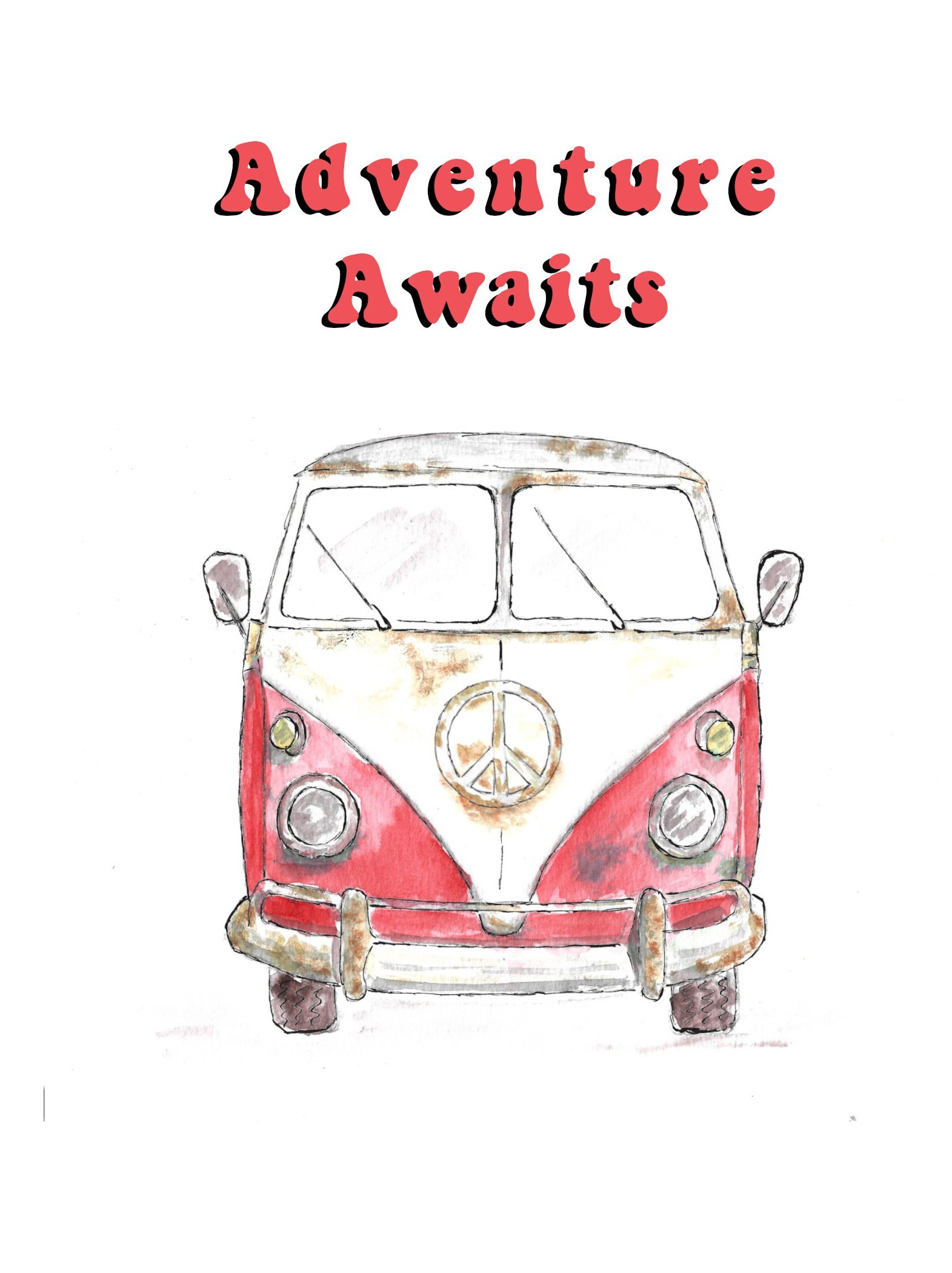 Adventure Awaits Vintage Camper - Bill Rubosky Art
